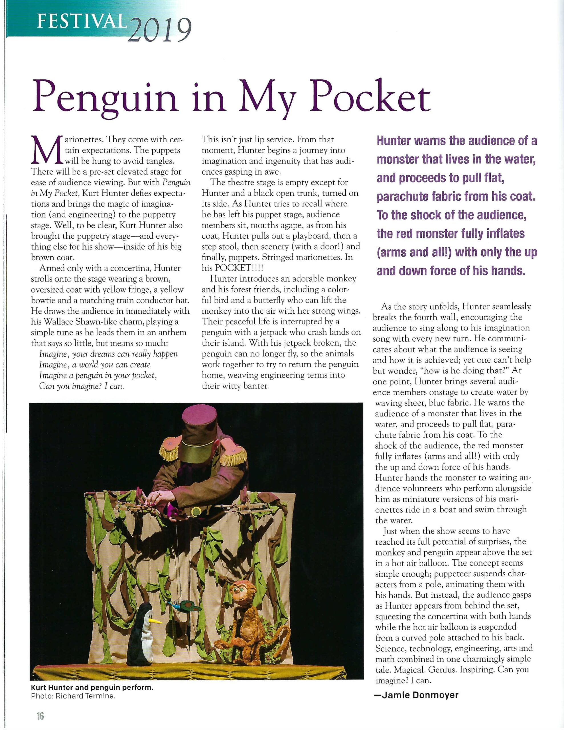 Penguin in my Pocket – Kurt Hunter Marionettes